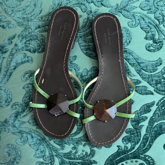 kate spade | Shoes | Kate Spade Lime Green And Dark Brown Sandals ...